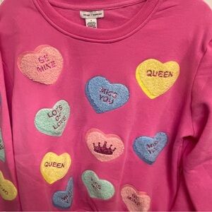Tops | Conversation Heart Sherpa Puff Crewneck Cute S | Poshmark